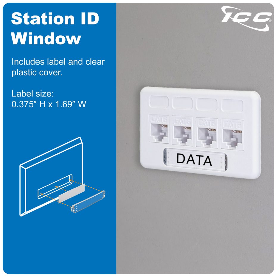 ICC Modular Furniture Faceplate with 4 Ports (1 Pack), TIA Cutout ...