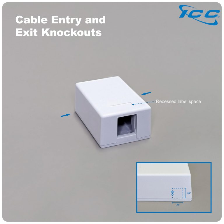 ICC 1-Port Surface Mount Box, Works with Wide and Slim Profile Keystone ...