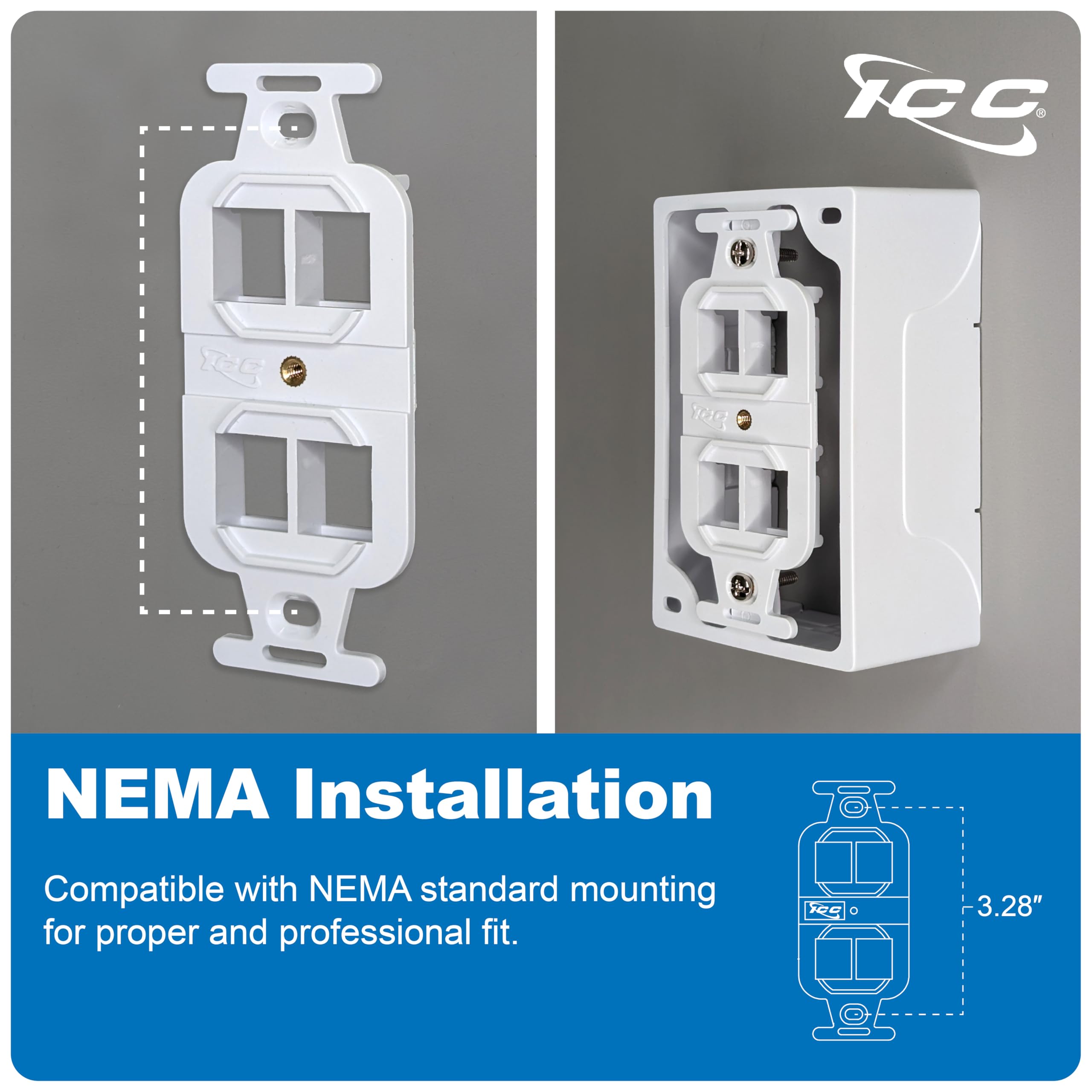 ICC 4-Port Electrical Insert, Duplex-Style Wall Plate Insert for Slim ...