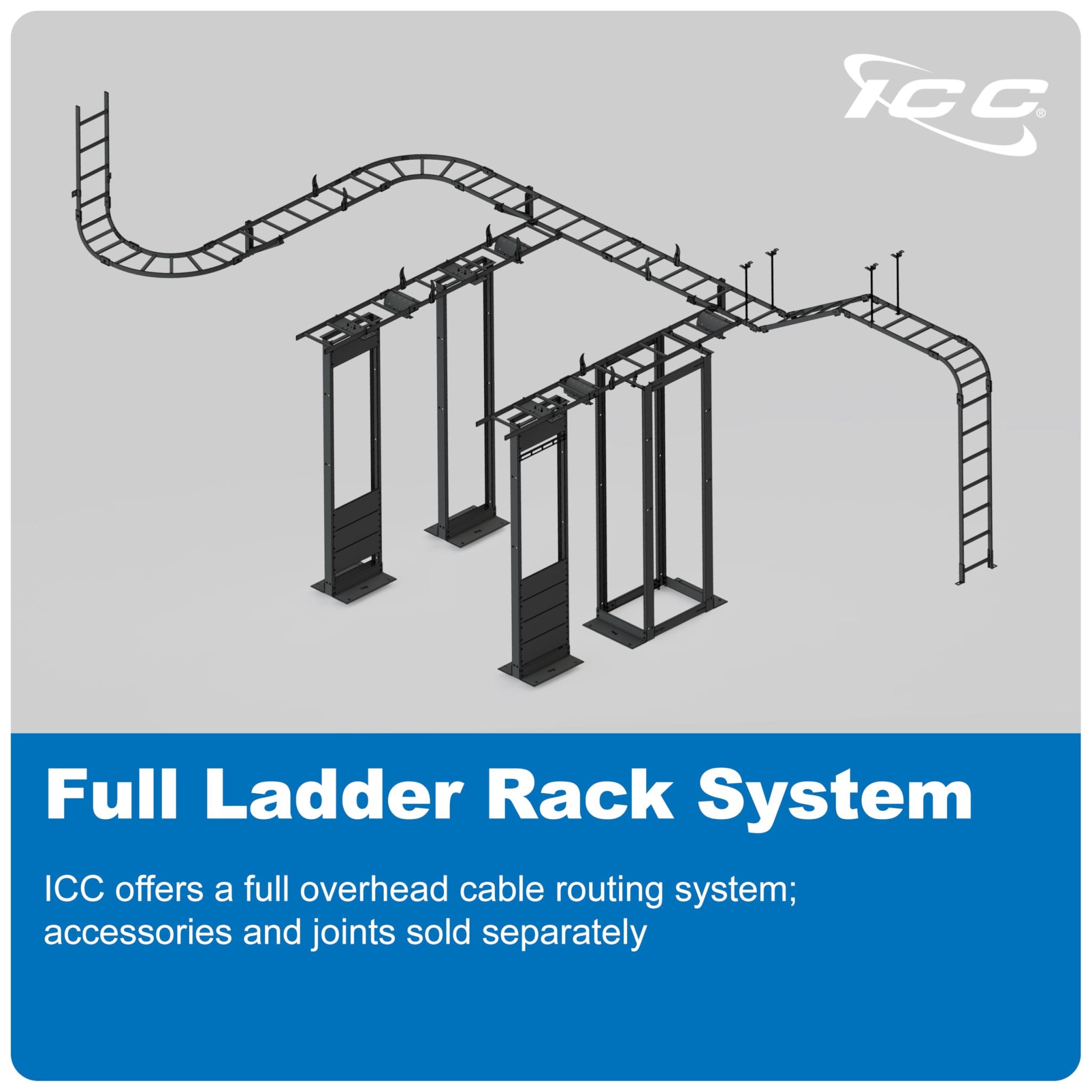 ICC Ladder Rack 5-Foot Cable Runway Straight Section – 16-gauge Steel ...