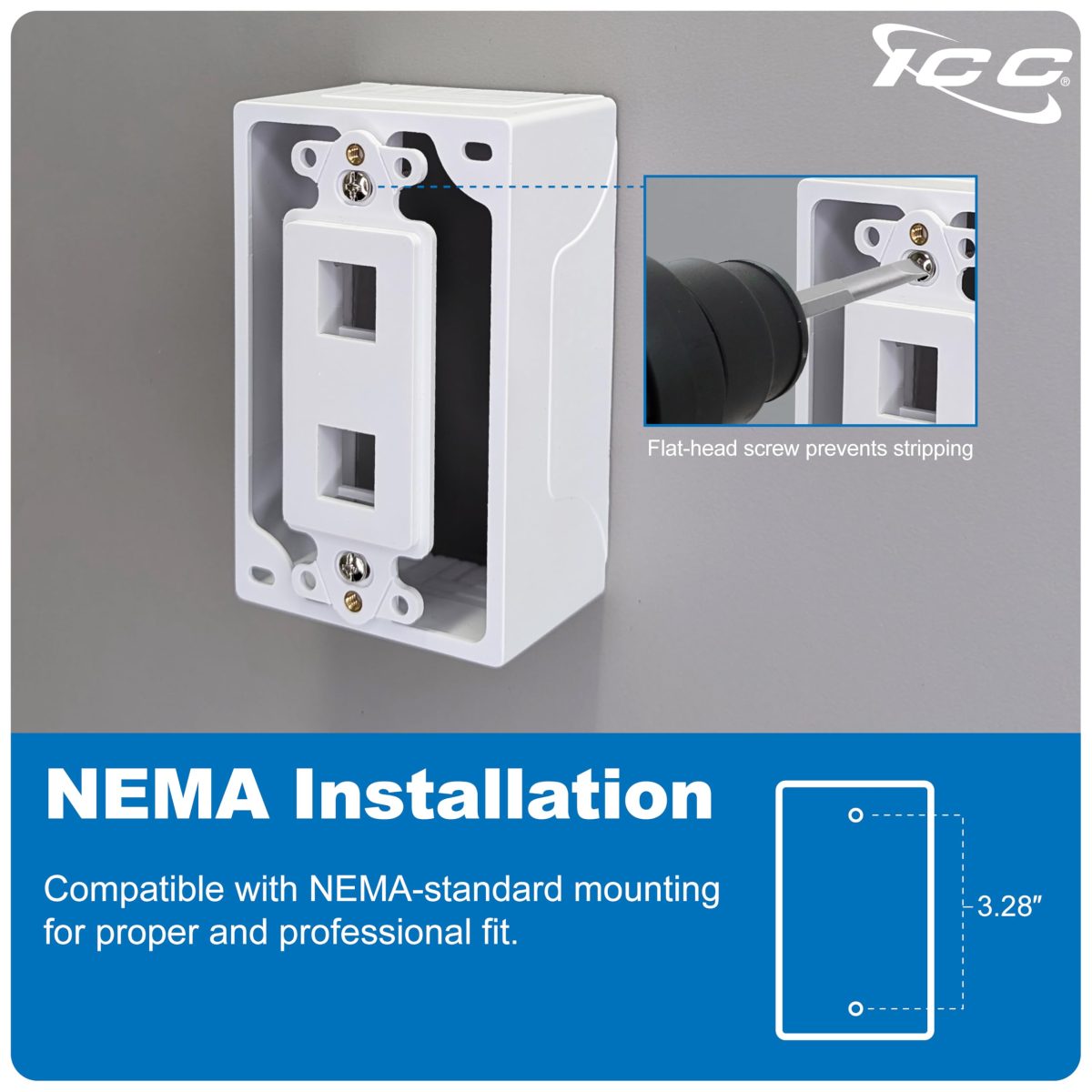 ICC Decorator Insert for Keystone Jacks, 2-Port Wall Plate Module ...