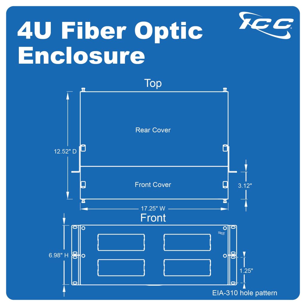 ICC 4U Fiber Optic Rack Mount Enclosure - 12 Slots for LGX Compatible ...