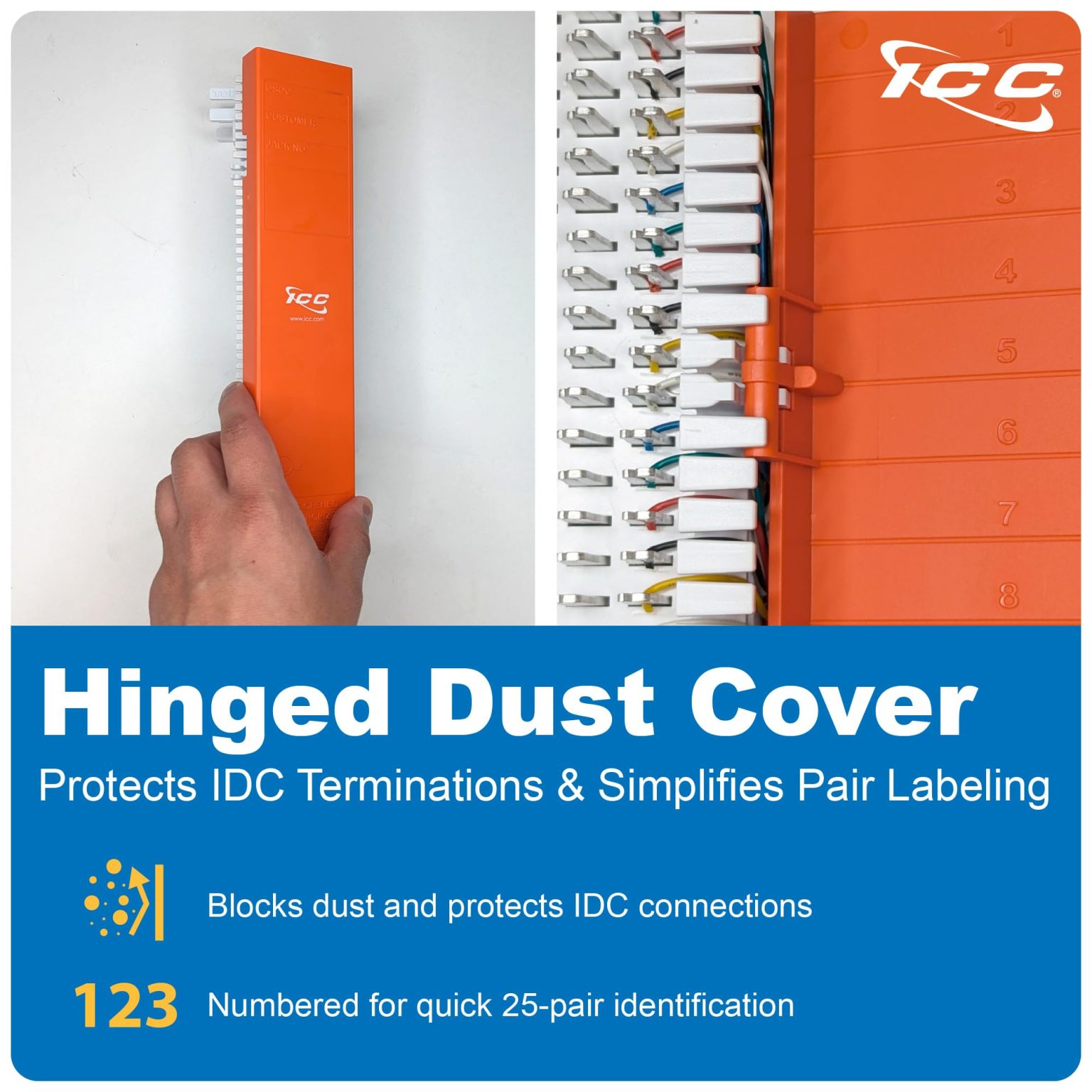 ICC 66 Block Prewired with 89D Mounting Bracket & Cover, Punch Down ...