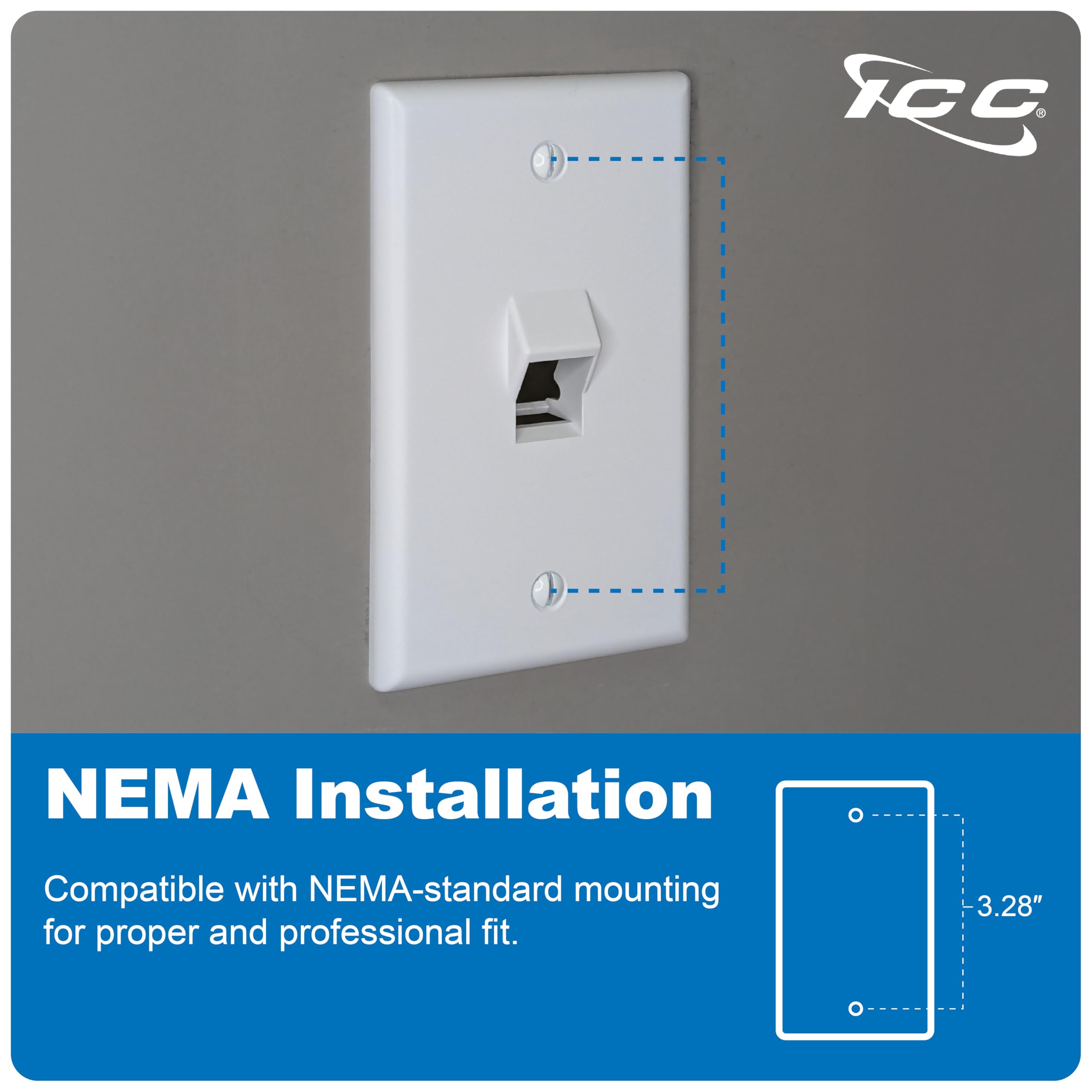 ICC Angled 1-Port Keystone Wall Plate, UL Listed, Durable ABS Plastic ...