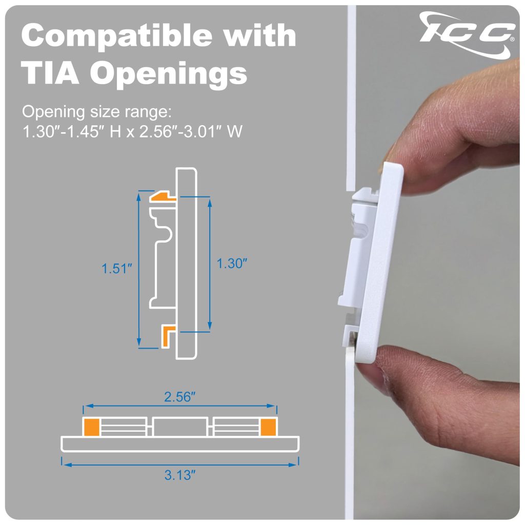 ICC Modular Furniture Faceplate with 3 Ports, TIA Cutout Compatible, 1 ...