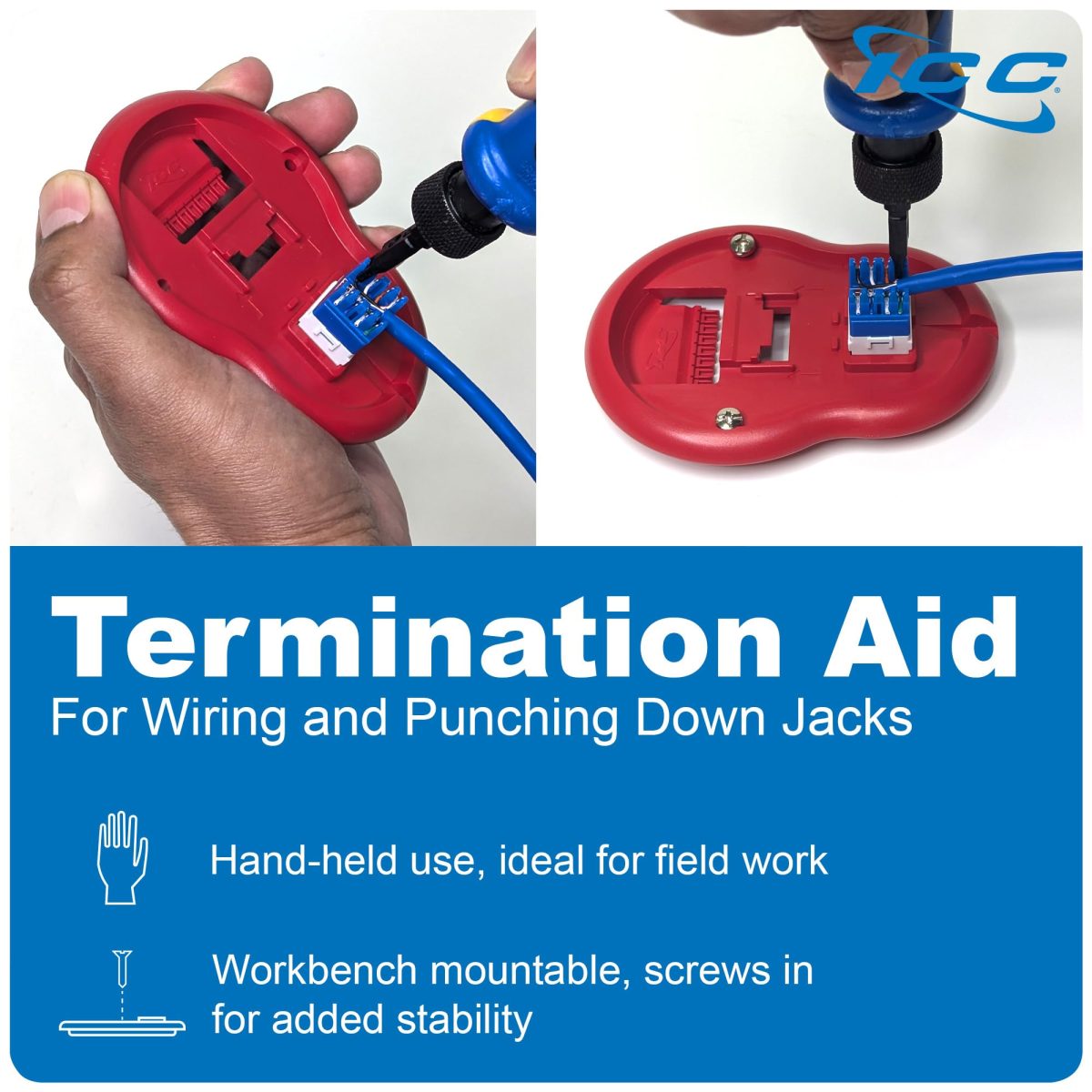 ICC CAT5e Keystone Jack with Slim Profile 180 Degree Punch Down, RJ45 ...