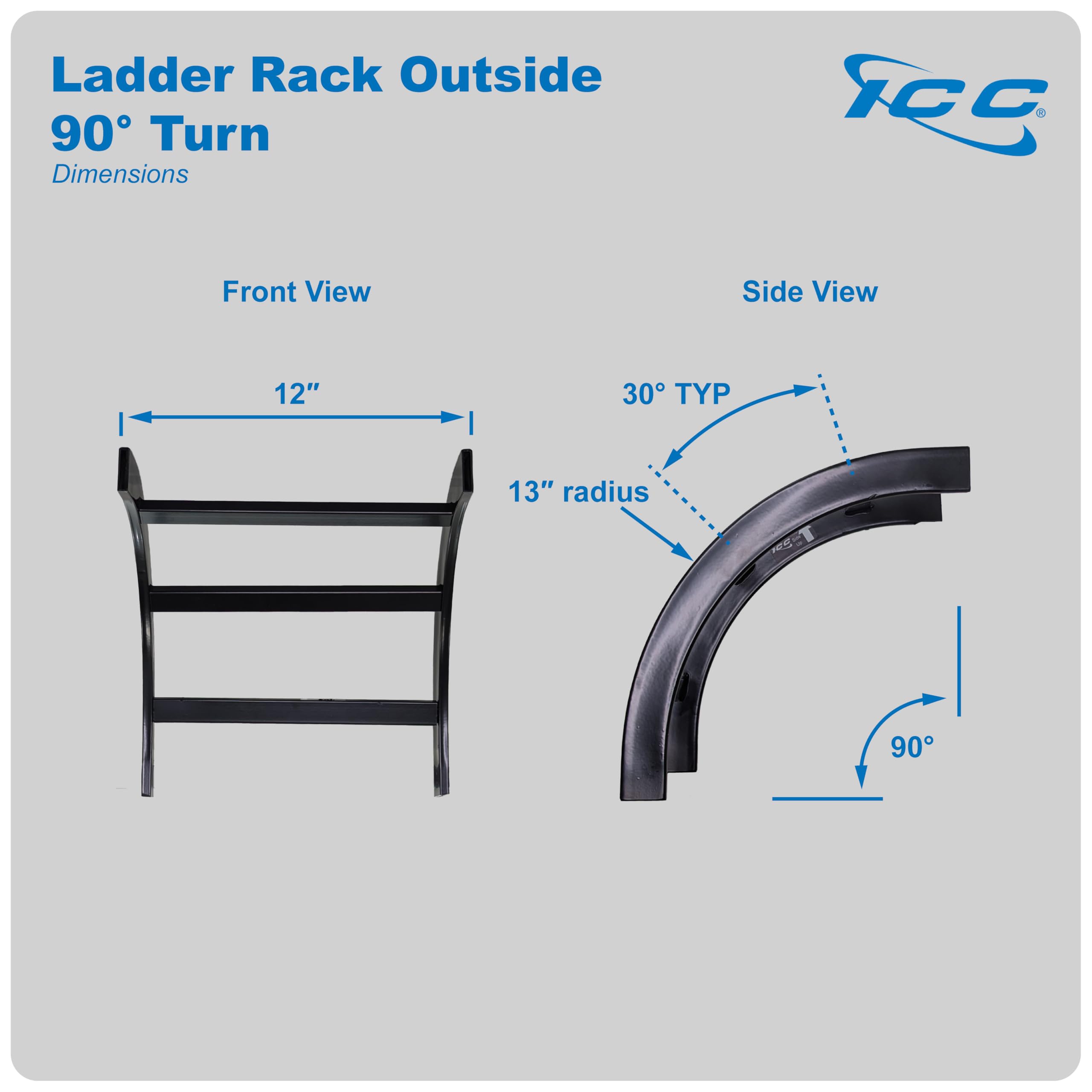 ICC Ladder Rack Cable Runway 90-Degree Outside Corner – 16-gauge Steel ...