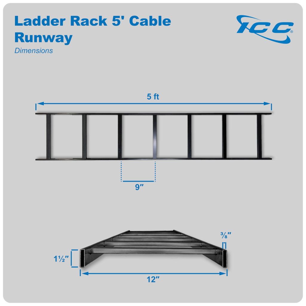 ICC Ladder Rack 5-Foot Cable Runway Straight Section – 16-gauge Steel ...