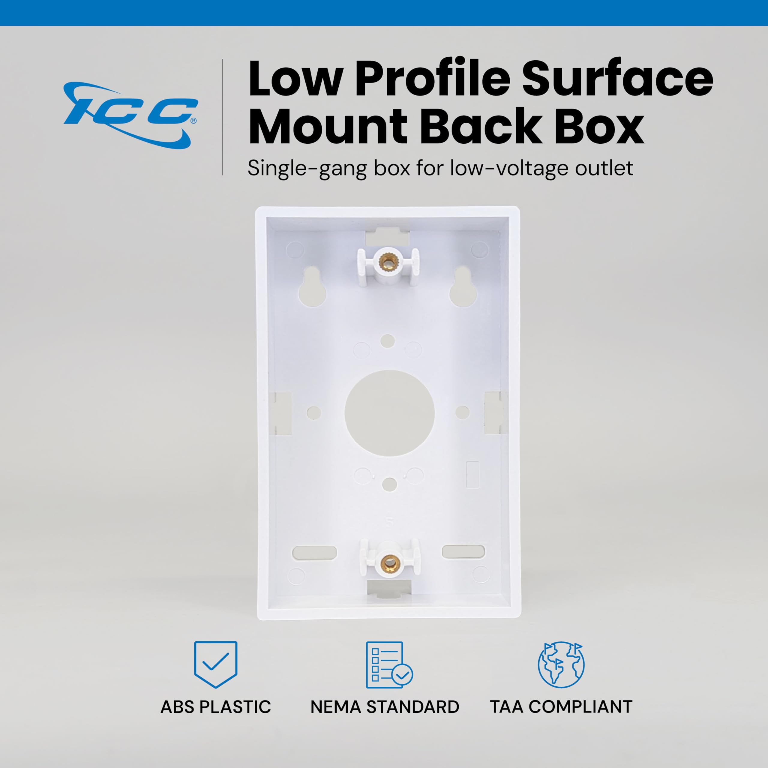ICC Low Profile Surface Mount Back Box, Single Gang, for Screw-Down ...