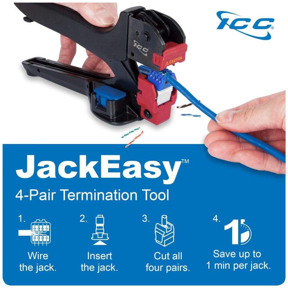 ICC CAT5e Keystone Jack with Slim Profile 180 Degree Punch Down, RJ45 ...