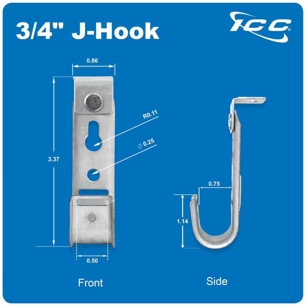 ICC Ceiling Mount J Hook 3/4” Without Retainer Clip - Galvanized Steel ...