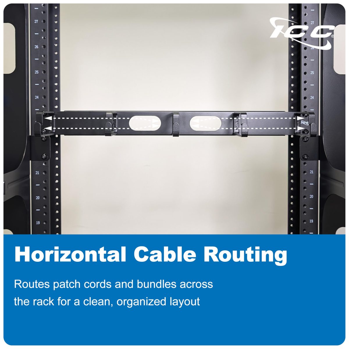 ICC 1U Ring Cable Manager Panel with Cover, Metal, 3" D-Rings ...