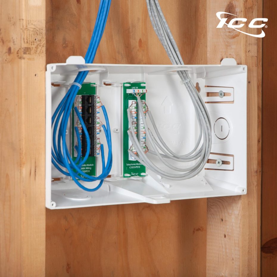ICC 8” Plastic Structured Wiring Enclosure with Cover, Media Enclosure ...