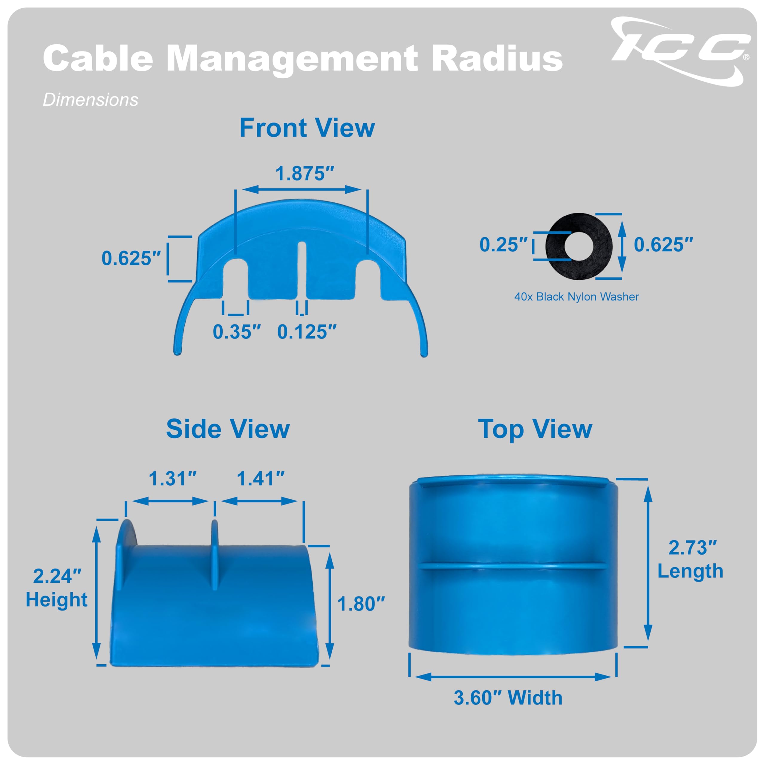 ICC Cable Management Radius Unit 20-Pack – Cable Bend Radius Guide for ...