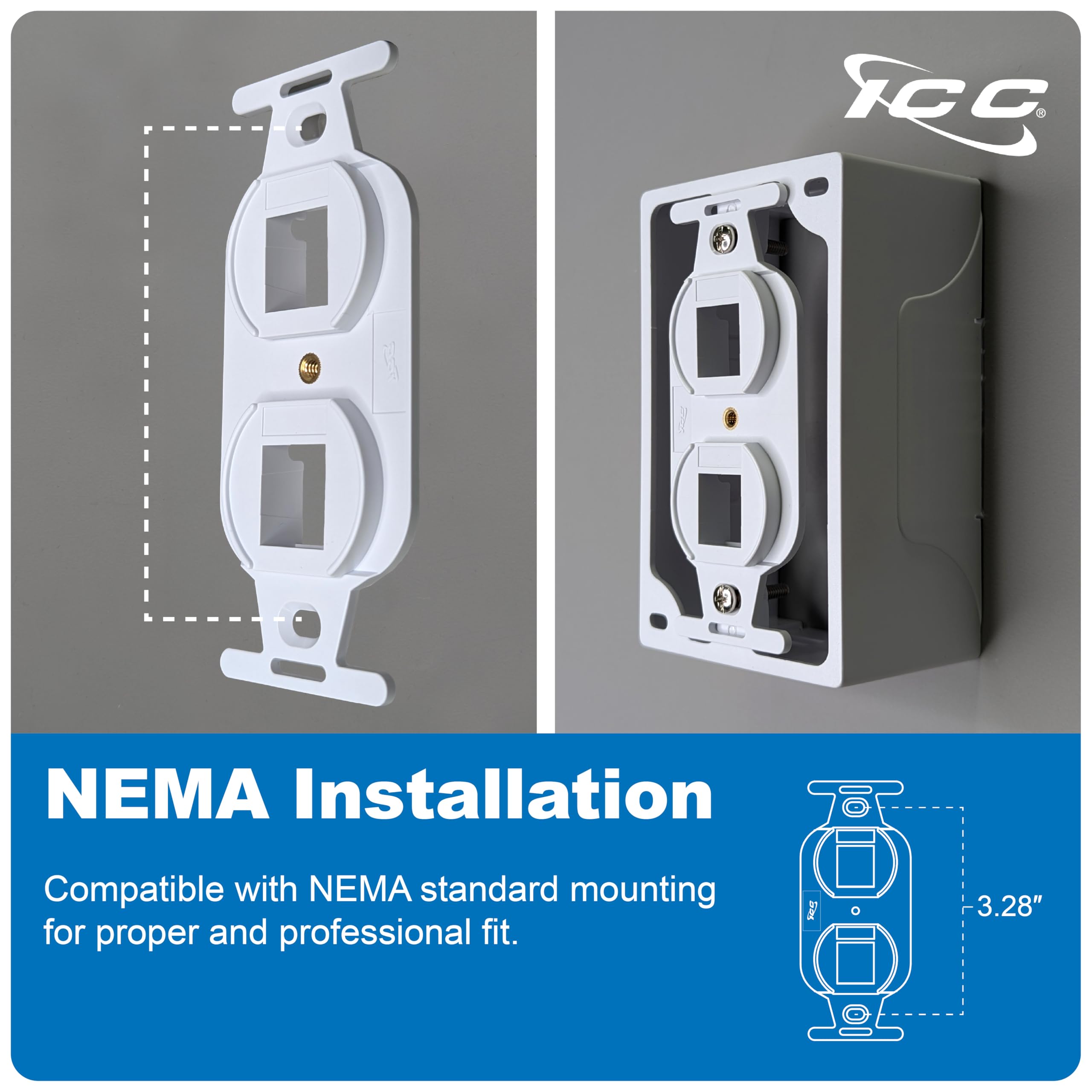 ICC 2-Port Electrical Insert, Duplex-Style Wall Plate Insert for ...