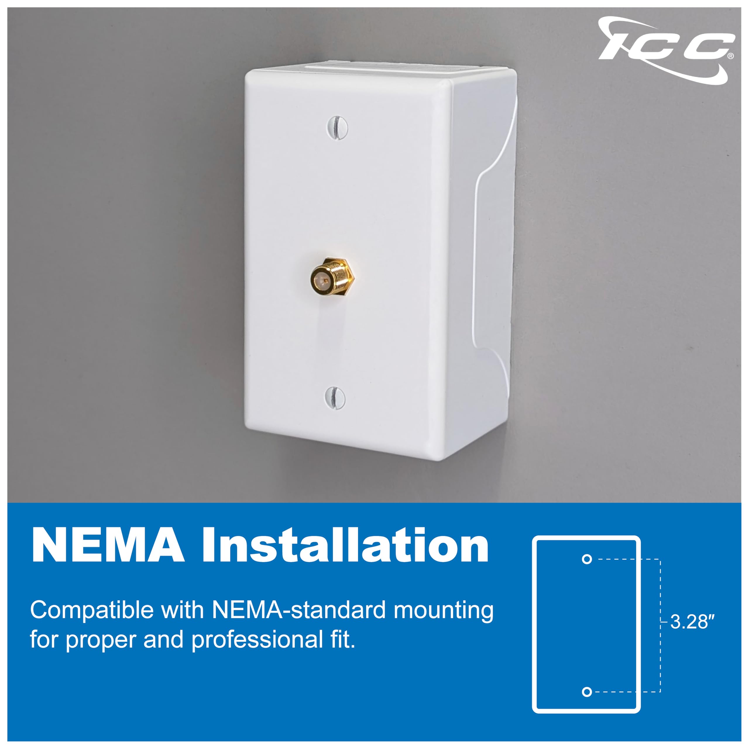 ICC F-Type Coax Wall Plate, Pre-Configured Faceplate with Gold-Plated ...