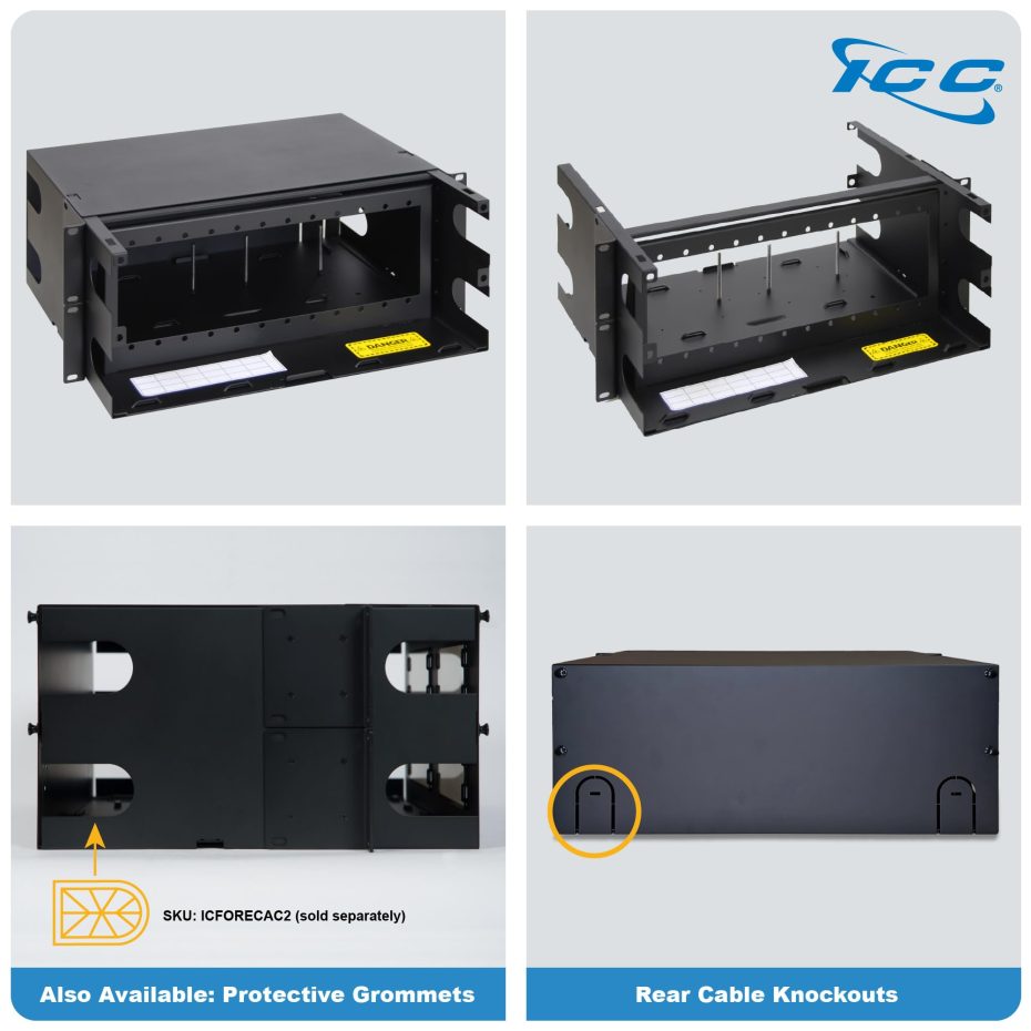 ICC 4U Fiber Optic Rack Mount Enclosure - 12 Slots for LGX Compatible ...