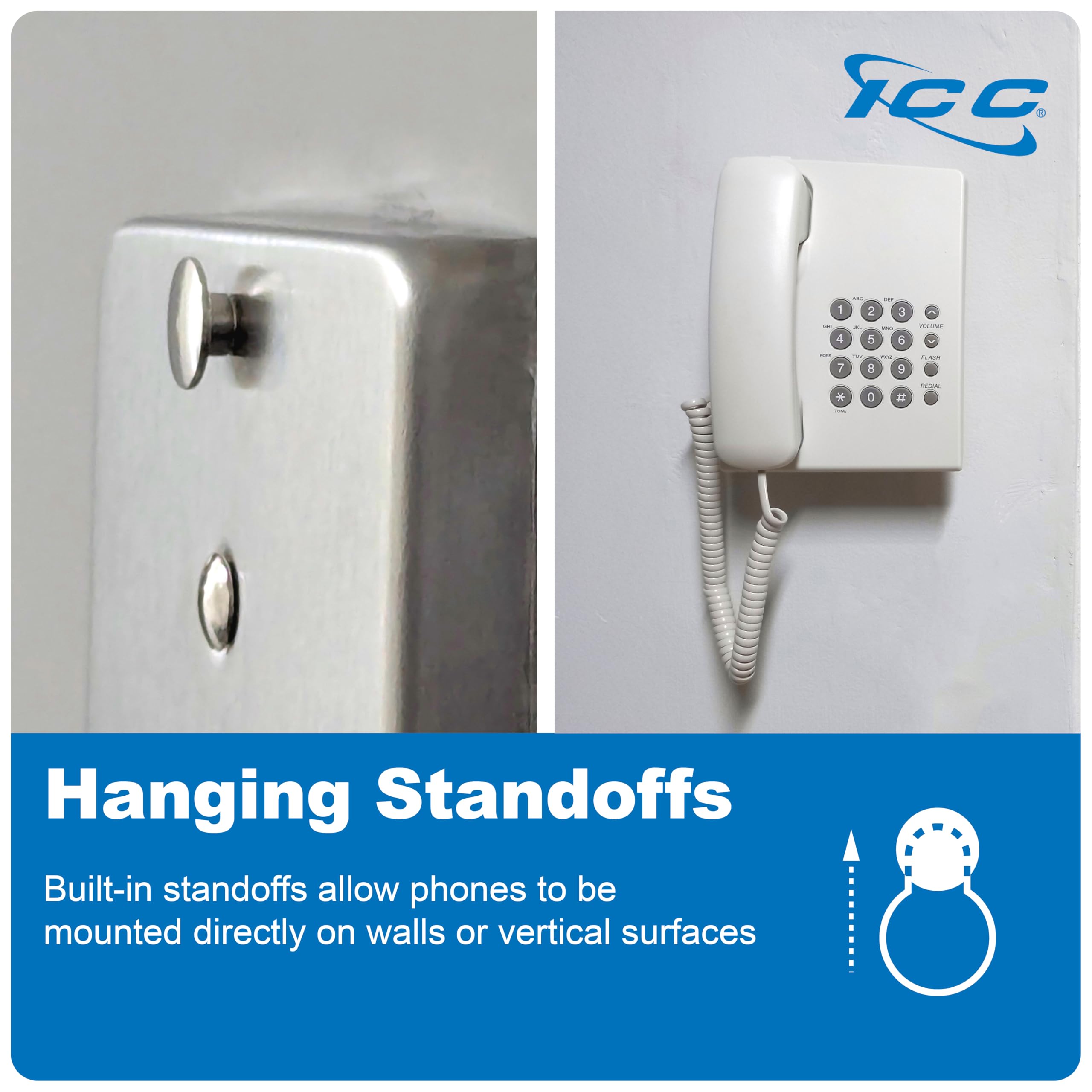 ICC RJ-12 Telephone Wall Plate, 6P6C Voice Jack with 110 IDC, Stainless ...