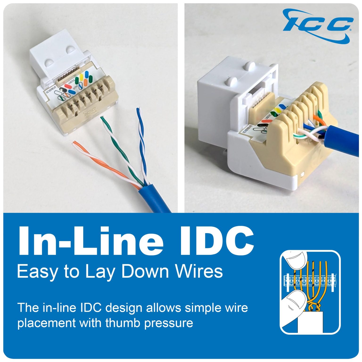 ICC Voice Grade Telephone Keystone Jack with Inline IDC (Easier ...