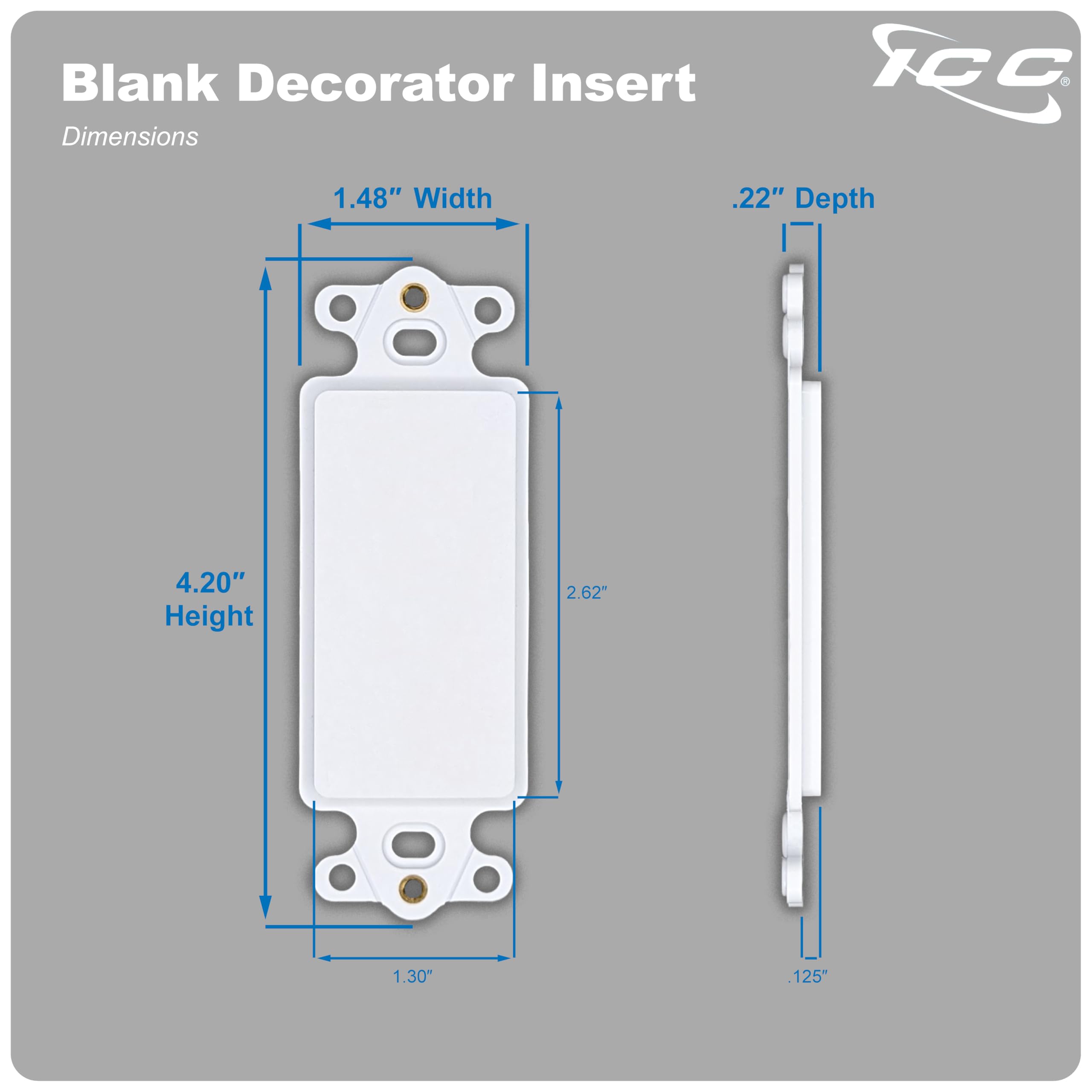 ICC Decorator Blank Insert for Unused Openings, Decora Style - ICC