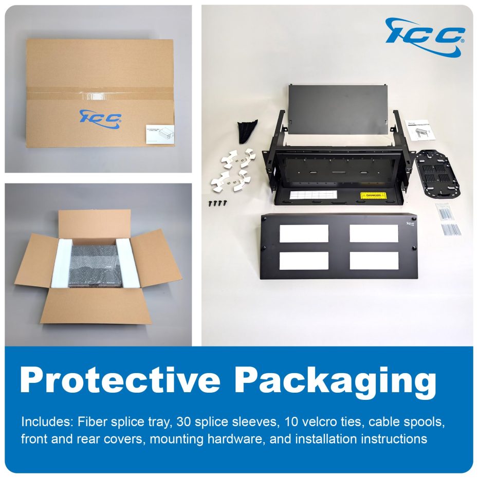 ICC 4U Fiber Optic Rack Mount Enclosure - 12 Slots for LGX Compatible ...