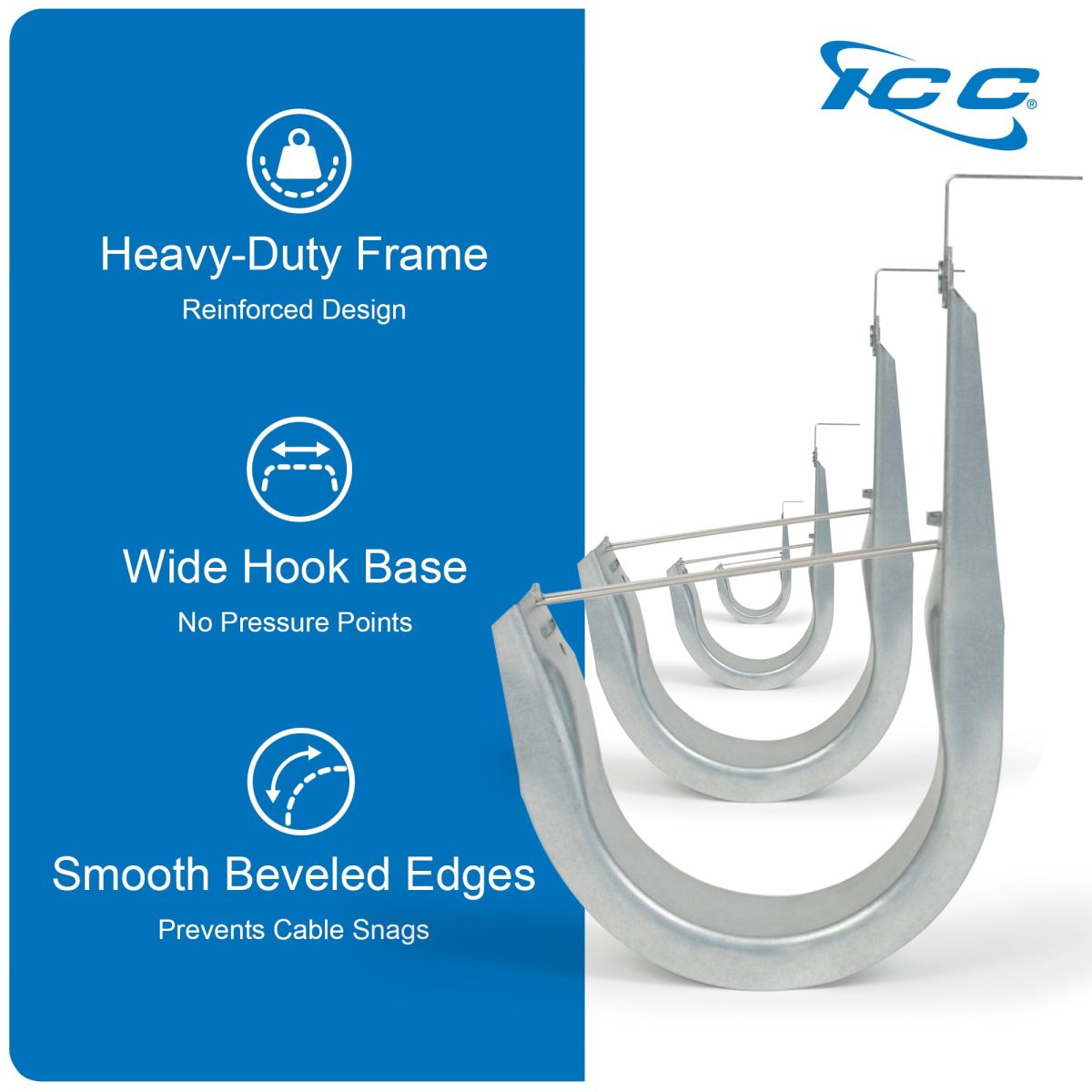 ICC Ceiling Mount J Hook 4” with Retainer Clip - Galvanized Steel Cable ...