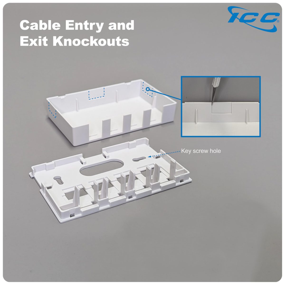 ICC 4 Port Surface Mount Box in White, Works with Slim and Wide Profile ...