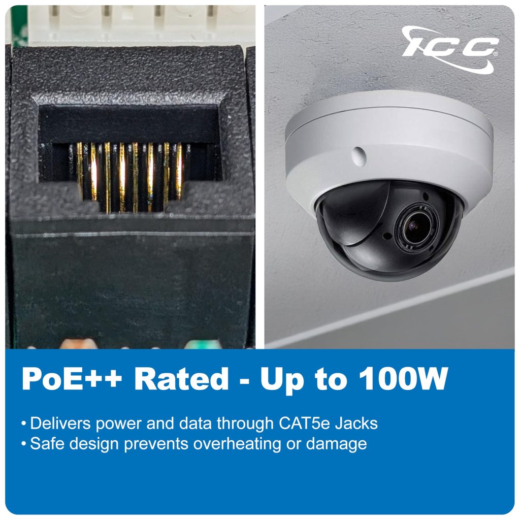 ICC CAT5e Data Module, 8 Ports, UL Listed & PoE++ Rated, Compact Series ...