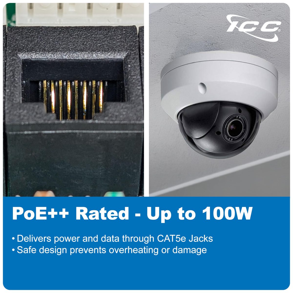 ICC CAT5e Data Module, 8 Ports, UL Listed & PoE++ Rated, Compact Series ...