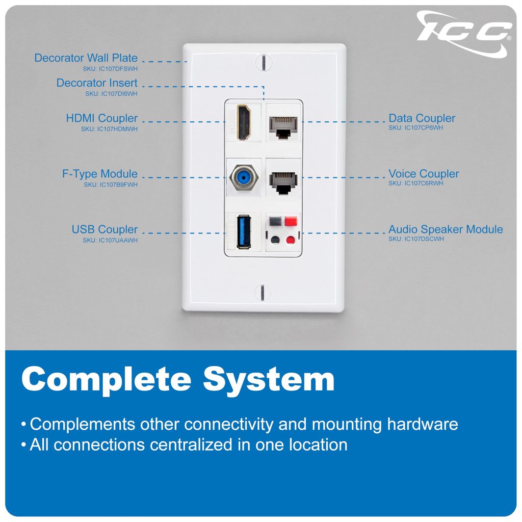 ICC F-Type Keystone Jack, Nickel Plated 2 GHz Coax Jack, Female to ...