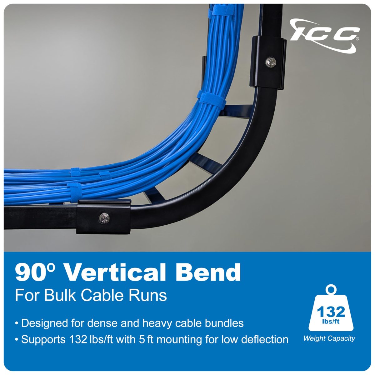 ICC Ladder Rack Cable Runway 90-Degree Inside Corner – 16-Gauge Steel ...
