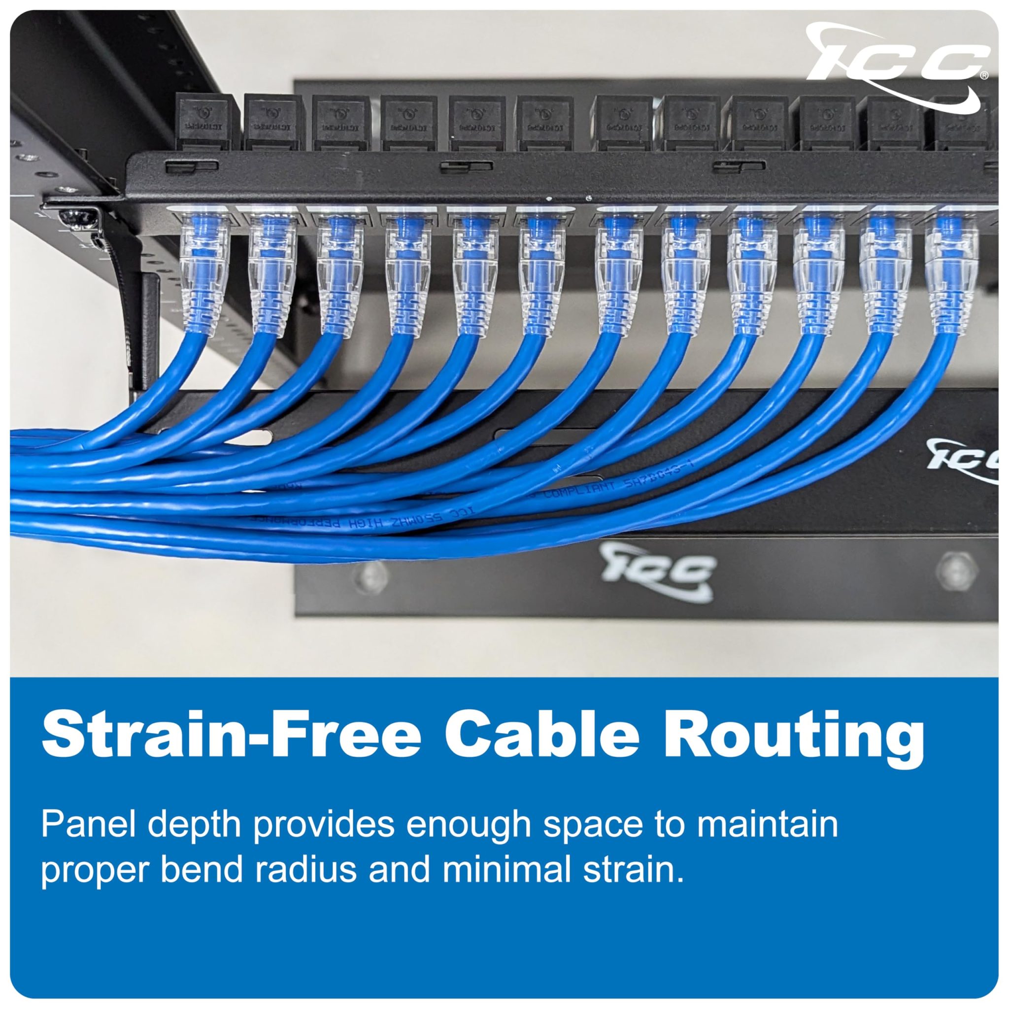 ICC Cable Manager Bracket Panel, 1U Rack Mount Space, Black Powder Coat ...