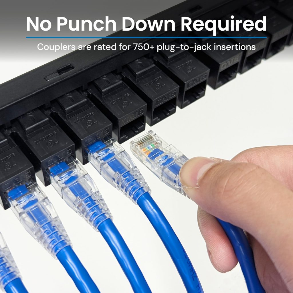 ICC CAT6 Feed-Through Patch Panel, 24 Port, 1U Rackmount, RJ45 Ethernet ...