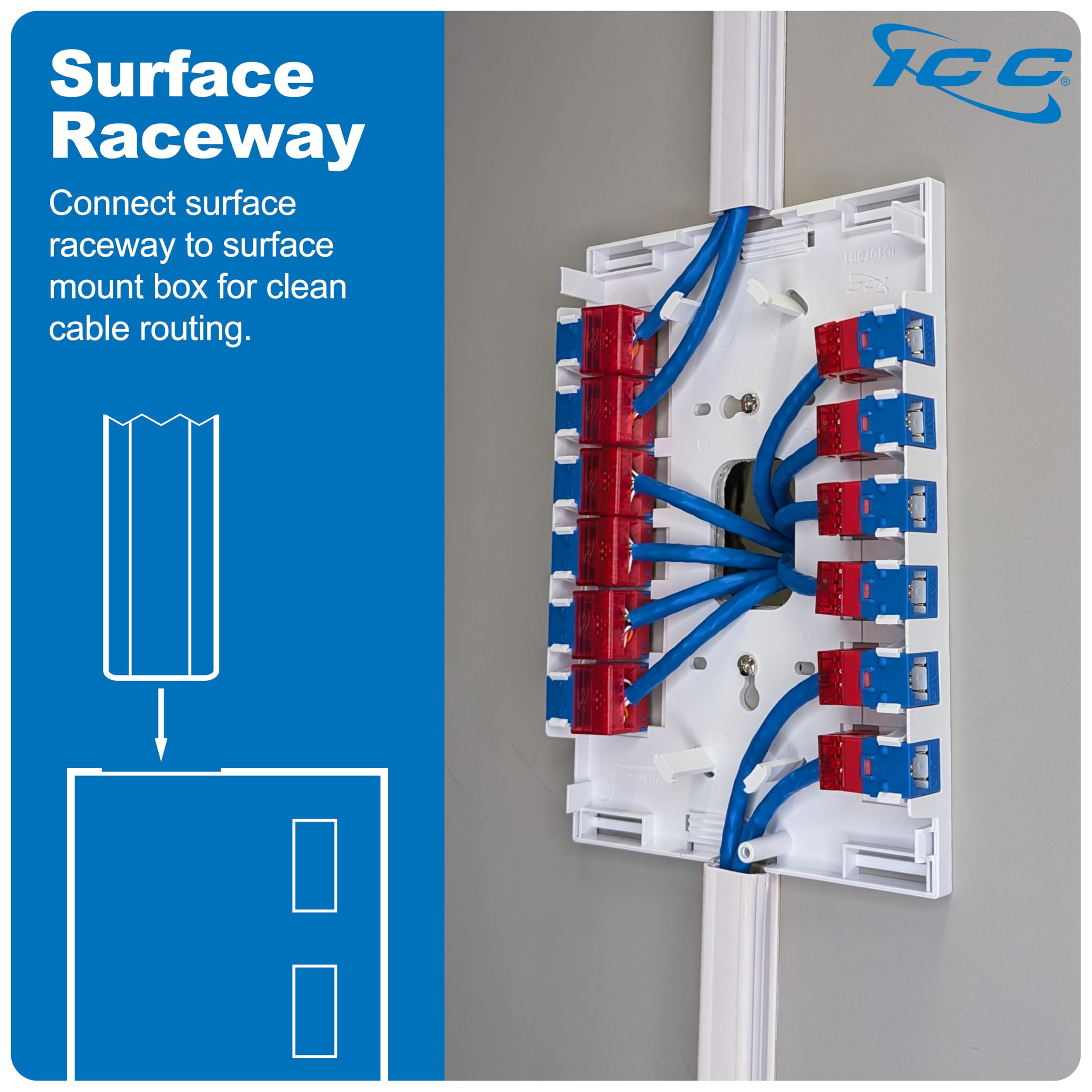 ICC 12 Port Surface Mount Box, Works with Slim and Wide Profile ...