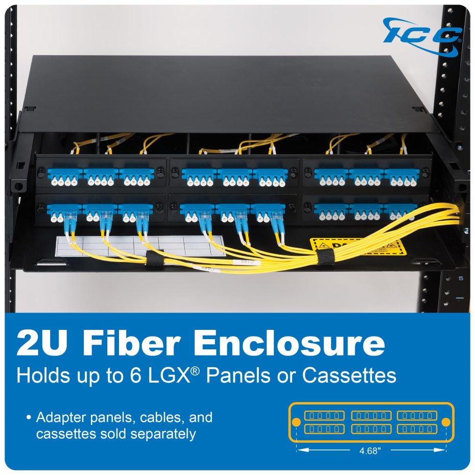 ICC 2U Fiber Optic Rack Mount Enclosure - 6 Slots for LGX Compatible ...