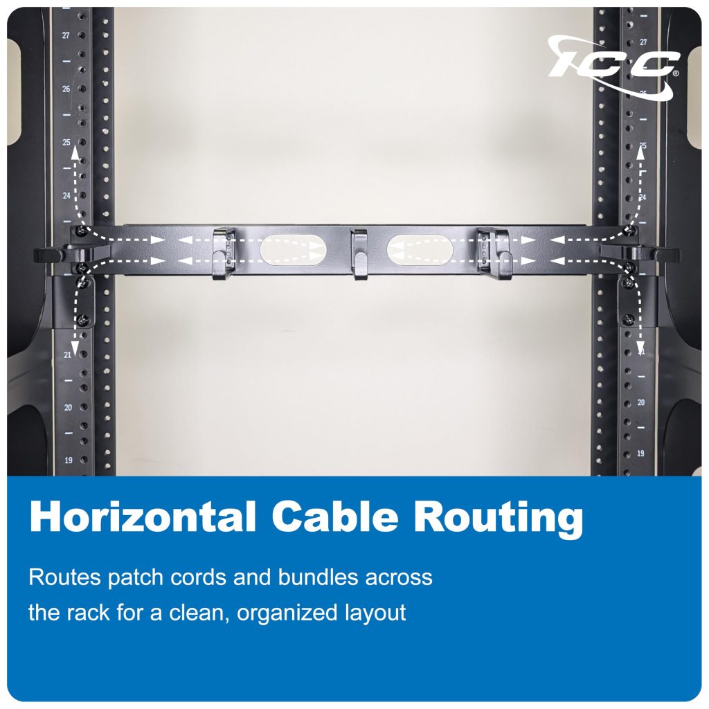 ICC 1U Ring Cable Manager Panel with Cover, Metal, 3" Cable ...