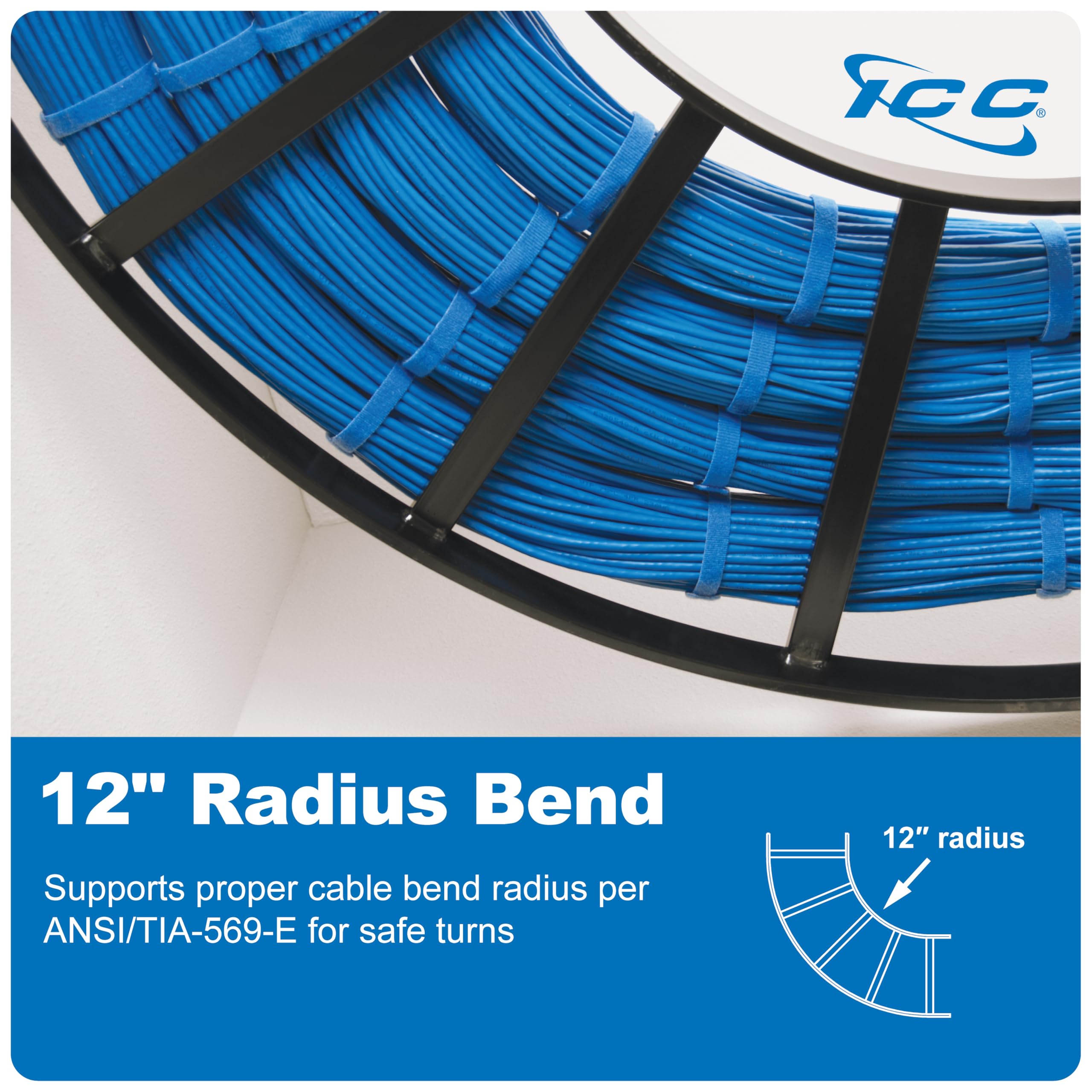 ICC Ladder Rack Cable Runway 90-Degree Flat Turn – 16-Gauge Steel ...