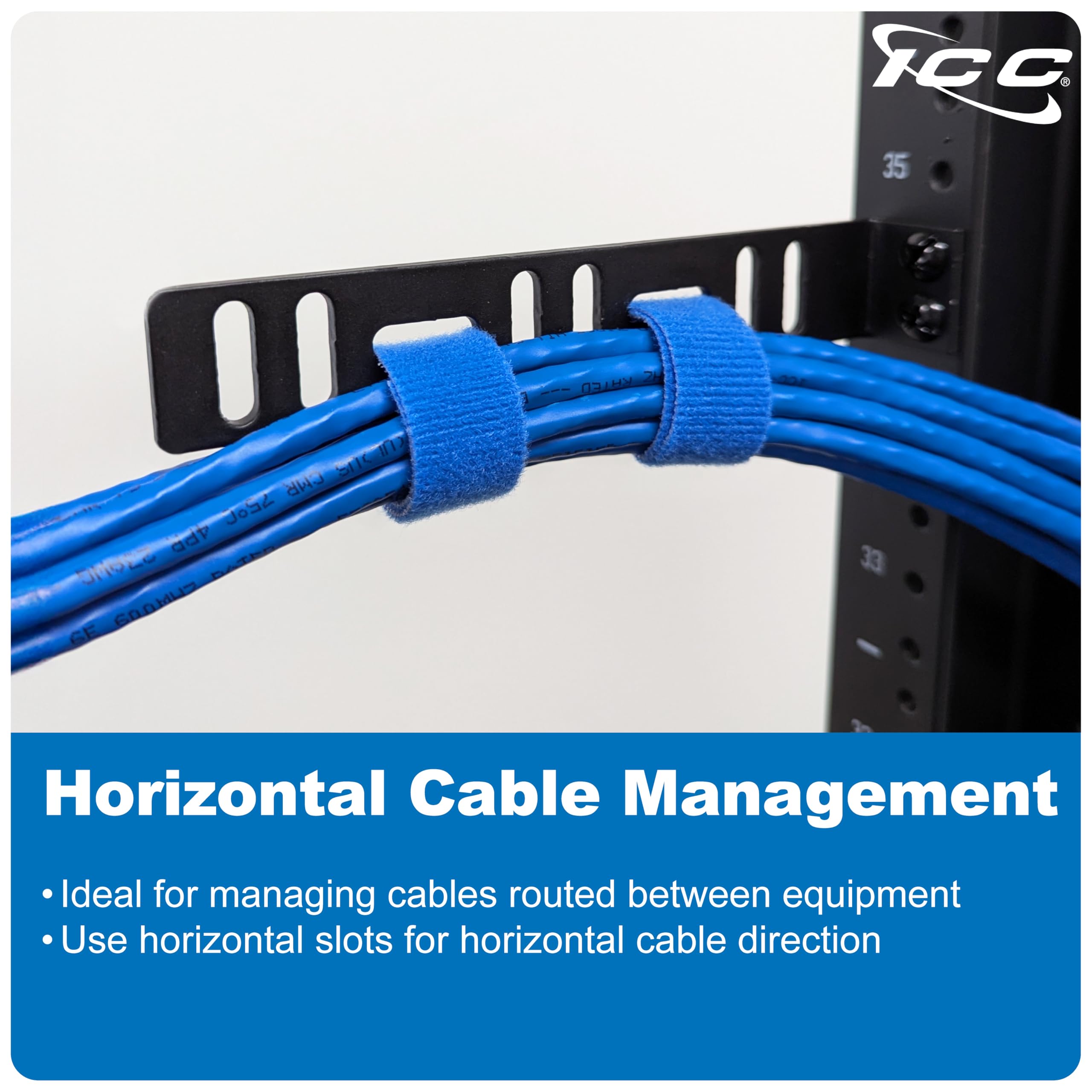 ICC 6” Metal L-Shaped Cable Management Bracket, Vertical/Horizontal ...