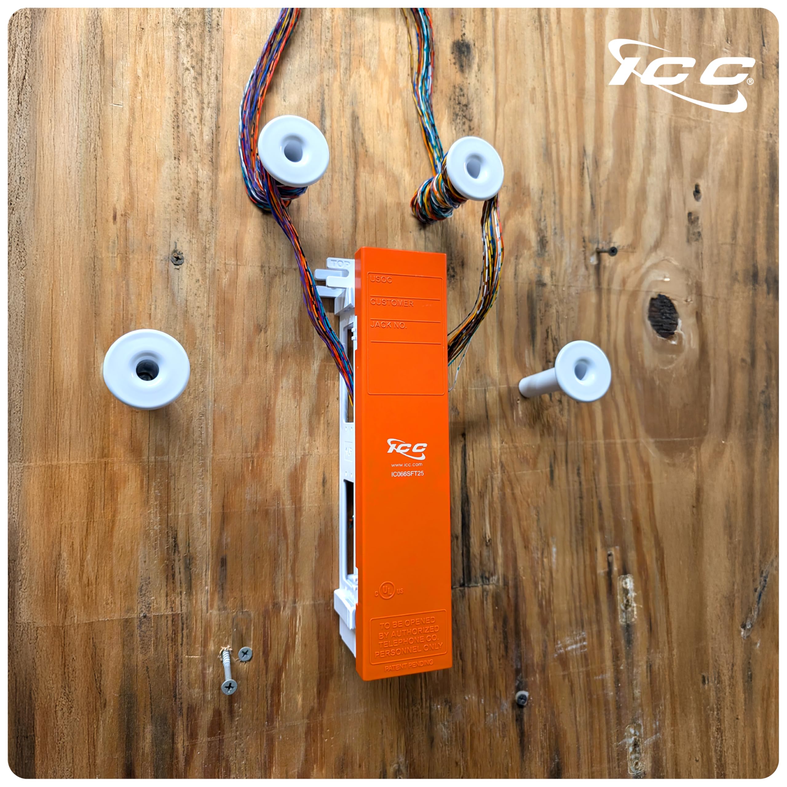 ICC Cable Spool with Built-In Wood Screw, Wall-Mount Cable Organizer ...