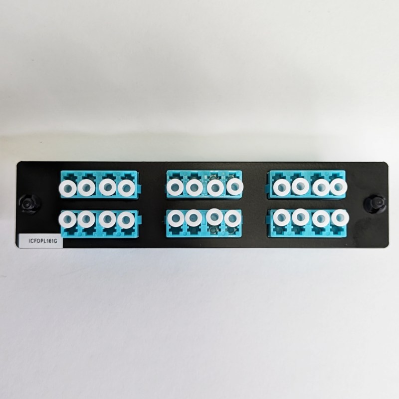 Classic LC-LC Fiber Optic LGX Compatible Adapter Panel with Aqua ...