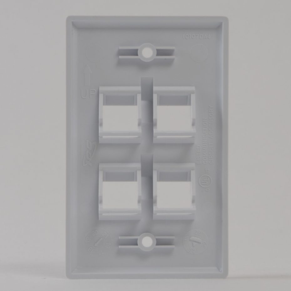 ICC Angled 4-Port Keystone Wall Plate, UL Listed, Durable ABS Plastic ...