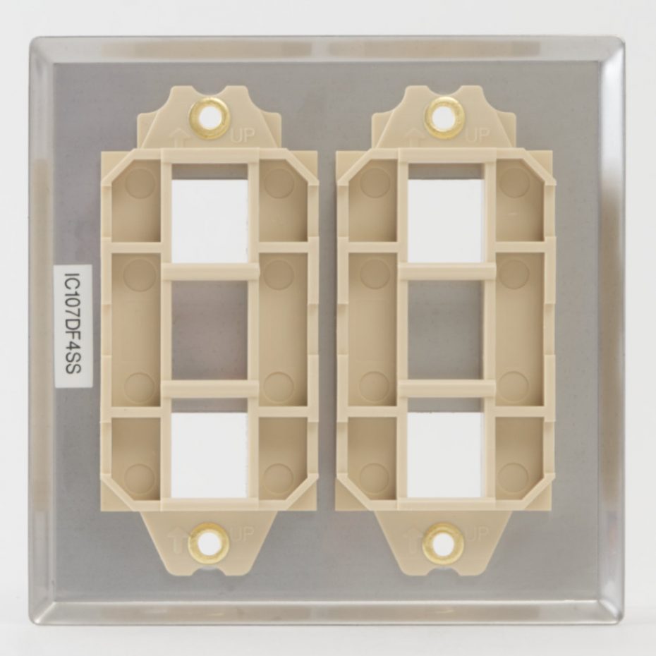 ICC 4-Port Keystone Wall Plate (1 Pack), UL Listed, Stainless Steel, 2 ...