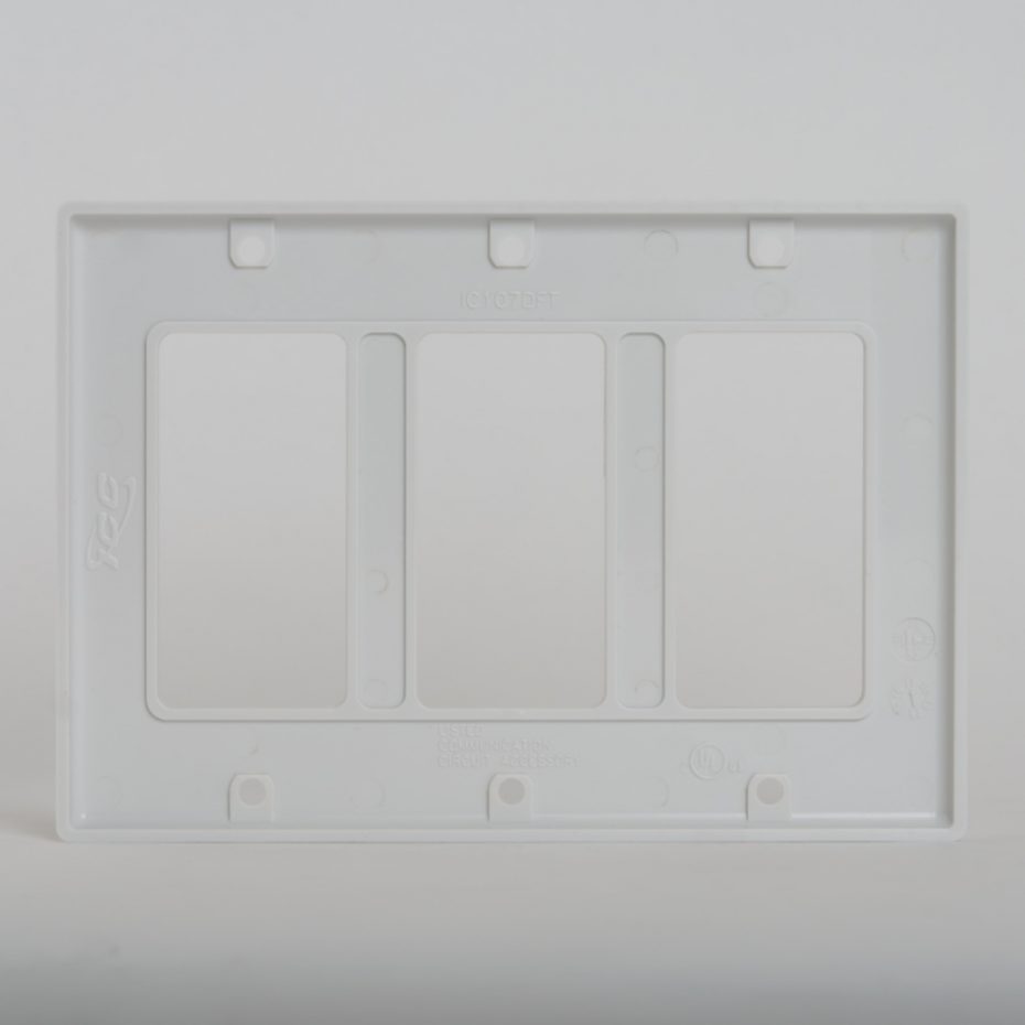 ICC Decorator Wall Plate, 3-Gang, Gloss White, UL Listed, ABS Plastic ...