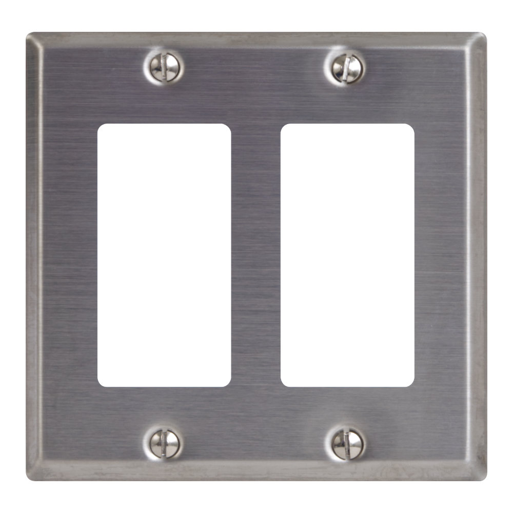 Decorex Stainless Steel Faceplate with 2 Insert Spaces in Double Gang - ICC