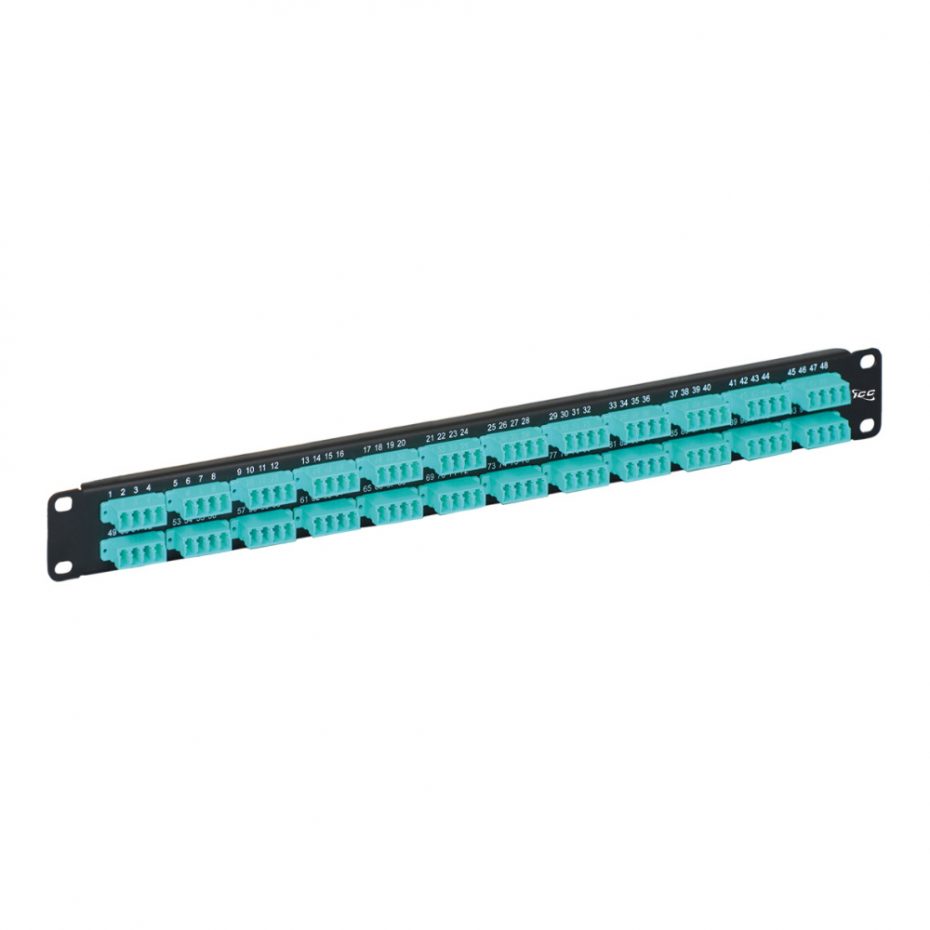 Classic LC-LC Fiber Optic LGX Compatible Adapter Panel with Aqua ...