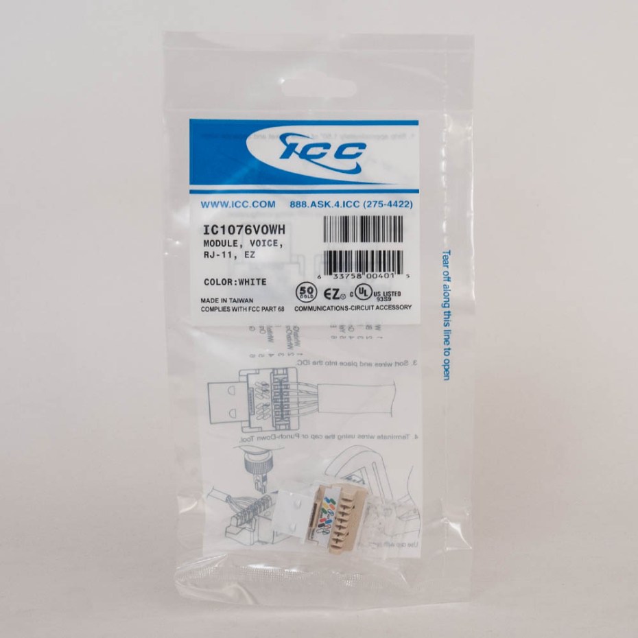 Voice RJ11 Keystone Jack for EZ® Style - ICC