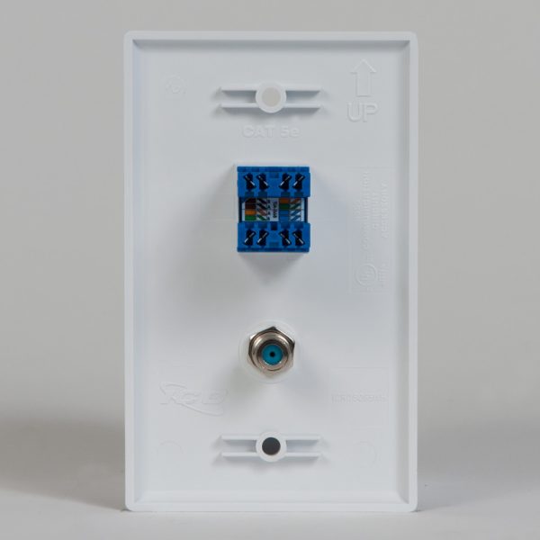 Faceplate IDC with RJ45 CAT5e Data and F-Type in White - ICC