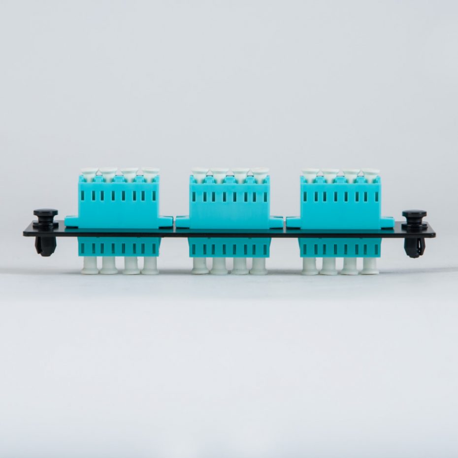 Classic LC-LC Fiber Optic LGX Compatible Adapter Panel with Aqua ...