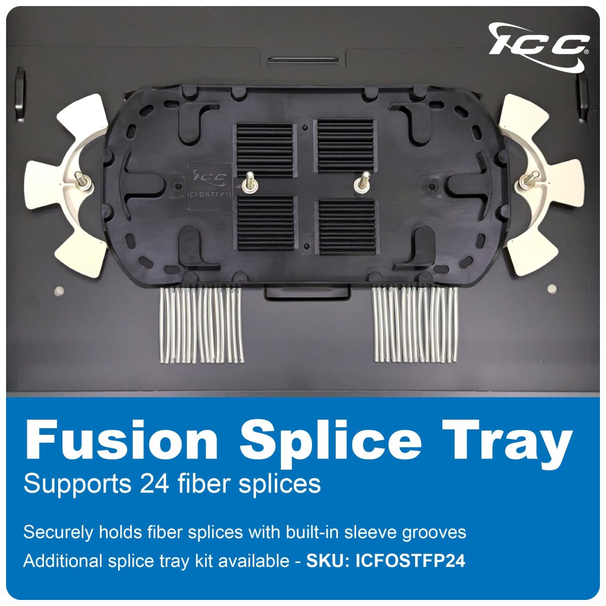 ICC 1U Fiber Optic Rack Mount Enclosure with Staggered Mounting Slots ...