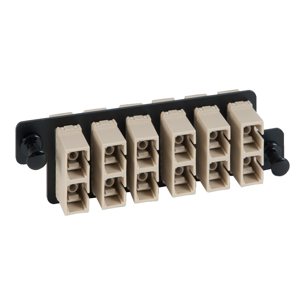 HD SC-SC Fiber Optic Adapter Panel with Beige Multimode Adapters for 12 ...